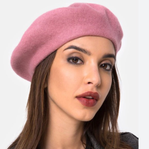 Topshop | Accessories | Topshop Dusty Pink French Style Beret Flat Top ...
